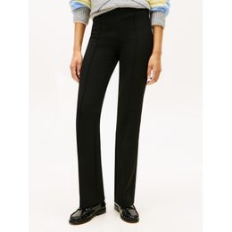 Anzughose Tommy Hilfiger "PUNTO KICK FLARE PANT", Damen, Gr. 42, N-Gr, schwarz, Web, Obermaterial: 68% Polyester, 28% Viskose, 4% Elasthan, unifarben, regular fit kn&ouml;chellang, Hosen Anzughose, in ausgestellter Form