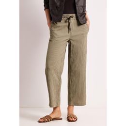 Stoffhose Street One, Damen, Gr. 32, L&auml;nge 26, silent sand, Web, 57% Baumwolle, 42% Polyester, 1% Elasthan, gestreift, loose fit 7/8-L&auml;nge, Hosen Stoffhose, High Waist