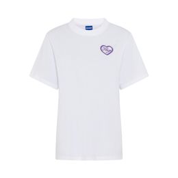 T-Shirt Hugo "Vintage Tee", Damen, Gr. L, wei&szlig; 100, Single Jersey, Obermaterial: 100% Baumwolle, bedruckt, regular fit h&uuml;ftbedeckend, Rundhals, abgesteppte Kante, Shirts T-Shirt, mit Rundhals, bedruckt