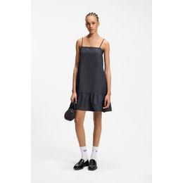 Minikleid Hugo "Kabati", Damen, Gr. 40, N-Gr, navy 410, Denim/Jeans, Obermaterial: 65% Baumwolle, 28% Leinen, 7% Viskose, unifarben, mini, Kleider Minikleid, im Denim-Look, abgesenkter Saum