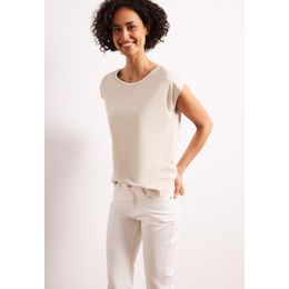 Shirttop Street One, Damen, Gr. 38, clay sand, Jersey, Obermaterial: 50% Baumwolle, 50% Modal, unifarben, h&uuml;ftbedeckend, Rundhals, abgesteppte Kante, Tops Shirttop, Sommershirt mit Deko-Tape