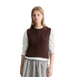 Marc O'Polo Strickweste MARC O'POLO DENIM "aus weichem Organic Cotton-Mix", Damen, Gr. L, burnt aubergine, Obermaterial: 82% Baumwolle, 18% Polyamid, unifarben, Westen Strickweste