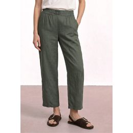 Stoffhose Street One "Style Emee", Damen, Gr. 44, L&auml;nge 26, bound gr&uuml;n, Web, Obermaterial: 100% Leinen, unifarben, weit lang, Hosen Stoffhose, Leinenhose mit Schnallendetail