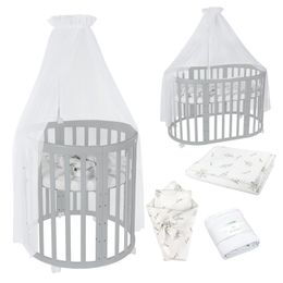 Waldin Babybett OWAL Kinderbett 7in1 mit Matratze, mitwachsendes Kinder-Bett
