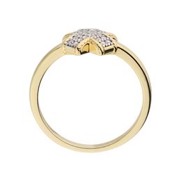 Fingerring Jobo "Kreuz Ring" Gr. 52, vergoldet, Fingerringe, Damen, 52, Silber 925 (Sterlingsilber), Fingerring, 925 Silber vergoldet mit 28 Zirkonia