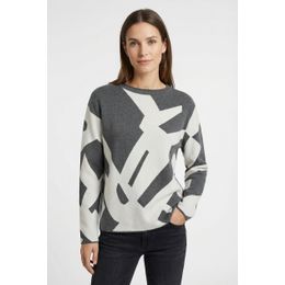 Strickpullover Rabe, Damen, Gr. 38, granit, Strick, Obermaterial: 50% Polyester, 30% Viskose, 20% Polyamid, gemustert, normal h&uuml;ftbedeckend, Rundhals, Pullover Strickpullover, mit grafischem Muster