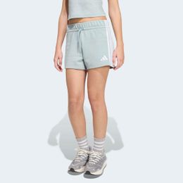 Shorts adidas Sportswear "JG 3S FT SH 280", M&auml;dchen, Gr. 128, N-Gr, wonder sage, wei&szlig;,, Obermaterial: 55% Baumwolle, 36% Polyester, 9% Viskose, Hosen Shorts, f&uuml;r Kinder und Teens, sportlicher Look mit 3-Streifen