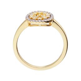 Fingerring Jobo "Kreis Ring" Gr. 58, vergoldet, Fingerringe, Damen, 58, Silber 925 (Sterlingsilber), Fingerring, 925 Silber vergoldet mit 36 Zirkonia