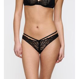 String Triumph "That Night In Vegas", Damen, Gr. 44, schwarz, Mesh, Spitze, Obermaterial: 86% Polyamid, 14% Elasthan, Unterhosen String, Spitz, mit Mesh-R&uuml;ckseite, B&auml;nderdetails, elegante Passform
