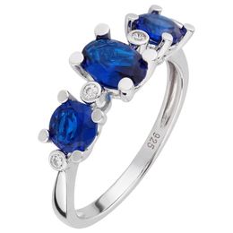 Silberring Jobo "Ring Fingerring blau" Gr. 50, silber 925, Fingerringe, Damen, 50, Silber 925 (Sterlingsilber), Silberring, 925 Silber rhodiniert mit Spinell und Zirkonia
