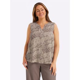 Blusentop sheego, Damen, Gr. 40, dunkeltaupe, beige, bedruckt, 100% Viskose, bedruckt, gemustert, Blusen Blusentop
