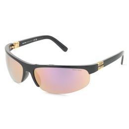 Miu Miu MUA02S | Damen-Sonnenbrille | Fassung: Halbrand, Oval, Kunststoff, Schwarz | Glasfarbe: Grau Spiegel Pink