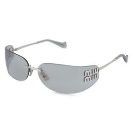 Miu Miu MU A51S | Damen-Sonnenbrille | Fassung: Randlos, Eckig, Metall, Silber | Glasfarbe: Grau Spiegel Silber
