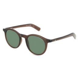 Montblanc MB0353S | Unisex-Sonnenbrille | Fassung: Vollrand, Panto, Acetat, Braun | Glasfarbe: Gr&uuml;n