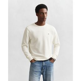 Sweatshirt Gant "REG SHIELD C-NECK SWEAT", Herren, Gr. XXL, beige (eggshell), Obermaterial: 87% Baumwolle, 13% Polyester, unifarben, regular fit h&uuml;ftlang, Rundhals, elastischer Bund, Sweatshirts Sweatshirt, mit Logostickerei auf der Brust