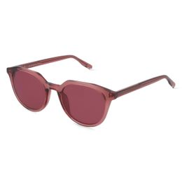 Tom Tailor 676006 | Unisex-Sonnenbrille | Fassung: Vollrand, Panto, Kunststoff, Rose Transparent | Glasfarbe: Rot