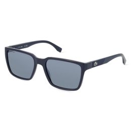 Lacoste L6011S | Unisex-Sonnenbrille | Fassung: Vollrand, Quadratisch, Kunststoff, Blau | Glasfarbe: Grau