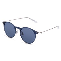 Montblanc MB0097S | Unisex-Sonnenbrille | Fassung: Vollrand, Rund, Kunststoff, Blau Transparent | Glasfarbe: Blau