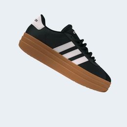 Plateausneaker adidas Sportswear "VL COURT BOLD", Damen, Gr. 36, core schwarz, distilled pink, gold metallic, Leder, Synthetik, Schuhe Plateausneaker, inspiriert vom Design des adidas gazelle bold