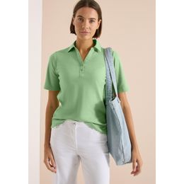 Poloshirt Cecil, Damen, Gr. L (42), gr&uuml;n (juicy lime), Web, 100% Baumwolle, unifarben, comfort fit normal, hoch geschlossener Ausschnitt, abgesteppt, Shirts, aus reiner Baumwolle