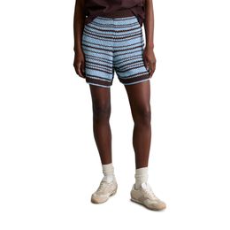 Marc O'Polo Shorts MARC O'POLO DENIM "aus garngef&auml;rbtem B&auml;ndchengarn", Damen, Gr. L, Normalgr&ouml;&szlig;en, schwarz braun, Obermaterial: 81% Baumwolle, 19% Polyamid, gestreift, regular fit extrakurz, Hosen Shorts