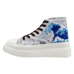 Sneaker DOGO "Fiora High-Top Sneaker Japanese Waves Damen Sneaker", Damen, Gr. 38, Normalschaft, wei&szlig;, Textil, Schuhe Sneaker, Handgefertigt