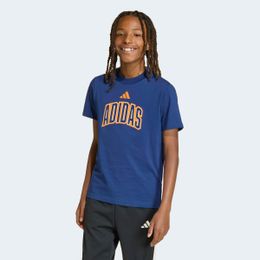 T-Shirt adidas Sportswear "J STD GFX TEE", M&auml;dchen, Gr. 116, dunkelblau, pure orange, Obermaterial: 100% Baumwolle, Rundhals, Shirts T-Shirt
