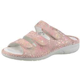 Waldl&auml;ufer Pantolette WALDL&Auml;UFER "GUNNA", Damen, Gr. 6 (39), bunt (apricot multi), Veloursleder, metallic, Schuhe Pantolette, Klettschuh, Sommerschuh, Komfortschuh in Bequemweite G (= weit)