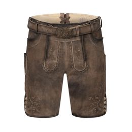 N&uuml;bler Trachtenlederhose N&Uuml;BLER "Lederhose kurz Winsen", Herren, Gr. 46, EURO, braun, Obermaterial: 100% Lammleder LEL., Hosen