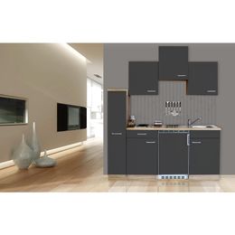 respekta K&uuml;chenzeile KB180ESGC 180 cm Grau-Eiche S&auml;gerau Nachbildung