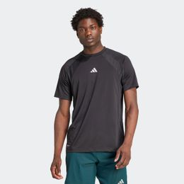 T-Shirt adidas Performance "TECH APP TEE", Herren, Gr. L, schwarz, schwarz, Obermaterial: 100% Polyester, Shirts T-Shirt, mit gl&auml;nzenden Details, aus leichter Popeline und luftigem Mesh