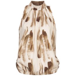 Klassische Bluse CLOUD 5IVE "CLOUD 5IVE Damen Cloud5ive Damen Choker Top mit Abstrakt Print", Damen, Gr. L, braun (beige), 95% Polyester, 5% Elasthan, Blusen