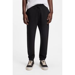 Jogginghose Hugo "Napin", Herren, Gr. M, N-Gr, schwarz (schwarz001), Sweatware, Obermaterial: 100% Baumwolle, unifarben, regular fit lang, Hosen Jogginghose, mit kleinem Logo-Patch