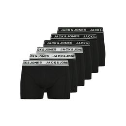 Jack & Jones Trunk JACK & JONES "JACCRISP im 6er Pack mit Logobund und Stretchkomfort", Herren, Gr. L, 6 Stk., schwarz-wei&szlig; (6x schwarz, wh), Jersey, Obermaterial: 95% Baumwolle, 5% Elasthan, unifarben mit Farbeinsatz, k&ouml;rpernah, Unterhosen, unifarben mit Farbeinsatz, modisch, eng anliegend, Baumwollmischung