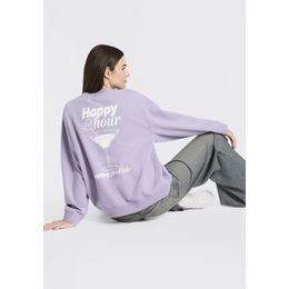 Sweatshirt Hugo "Classic Crew", Damen, Gr. S, bright lila 521, Sweatware, Obermaterial: 100% Baumwolle, bedruckt, normal, Rundhals, Rippb&uuml;ndchen, Sweatshirts Sweatshirt, mit gro&szlig;em R&uuml;ckenprint