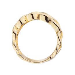 Fingerring Jobo "Statement Ring breit geflochten" Gr. 56, vergoldet, Fingerringe, Damen, 56, Silber 925 (Sterlingsilber), Fingerring, 925 Silber vergoldet mit 8 Zirkonia