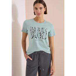 Print-Shirt Cecil, Damen, Gr. L (42), crystal mint, Web, 100% Baumwolle, bedruckt, comfort fit normal, Rundhals, abgesteppt, Shirts, aus reiner Baumwolle