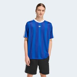 T-Shirt adidas originals "JACQUARD JERSEY", Herren, Gr. L, collegiate royal, Obermaterial: 100% Polyester, Rundhals, Shirts T-Shirt, lockere Passform, Rundhalsausschnitt, mit klassischem Trefoil Logo