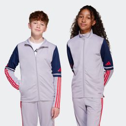 Trainingsjacke adidas Performance "SQ25 TR JKT Y", M&auml;dchen, Gr. 152, glory grau, team navy blau 2, pure ruby, Obermaterial: 100% Polyester, Jacken Trainingsjacke