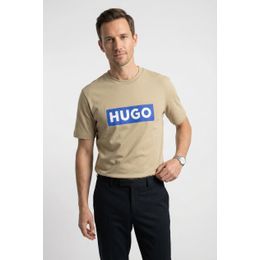 T-Shirt Hugo "Nico", Herren, Gr. L, medium beige269, Single Jersey, Obermaterial: 100% Baumwolle, regular fit h&uuml;ftlang, Rundhals, Shirts T-Shirt, mit gro&szlig;em Logo-Print, Unisex