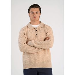 Strickpullover LINDBERGH "Strickpullover Relaxed Fit", Herren, Gr. L, beige (lt sand mel), Obermaterial: 80% Wolle, 20% Nylon, Rundhals, Pullover Strickpullover