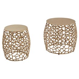 Wohnling WL6.690 Beistelltisch (2er Set) Gold 46 cm x 46 cm x 42 cm