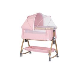Chipolino Beistellbett Charisma Matratze h&ouml;henverstellbar R&auml;der Ablagefach Gurt rosa
