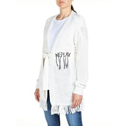Replay Cardigan in Wei&szlig; - 56% | Gr&ouml;&szlig;e M | Damen-pullover-cardigans