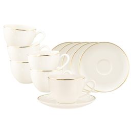 Seltmann Weiden Milchkaffeetassen mit Untertassen Savona Goldlinie 340 ml 6er Set