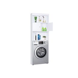 Happy Home Waschmaschinen-&Uuml;berbauschrank Waschmaschinenschrank Badregal Badezimmerregal Hochschrank mit 2 T&uuml;ren Badezimmer wei&szlig; HWS01-WEI