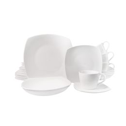 ECHTWERK 20-teiliges Kombiservice "Classic" Modern-Design, Elegantes wei&szlig;es Geschirrset aus Porzellan mit 4 x Speiseteller, 4 x Beilagenteller, 4 x Suppenteller, 4 x Teetassen, 4 x Untertassen
