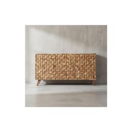 KADIMA DESIGN Sideboard ALME, Massivholz Akazie, 140x78,5x40 cm, Landhaus-Stil, 3 Schubladen & 2 T&uuml;ren
