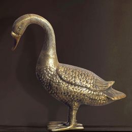 Dekofigur FineBuy Deko Gans Gold 46 cm Aluminium Statue Wohndeko Dekoration