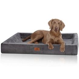 Knuffelwuff orthop&auml;disches Hundebett aus Cord mit Handwebcharakter Santiago grau XXL